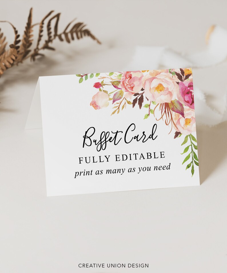 Buffet Food Signs, Template, Food Labels, Tented Cards, Food Stations ...