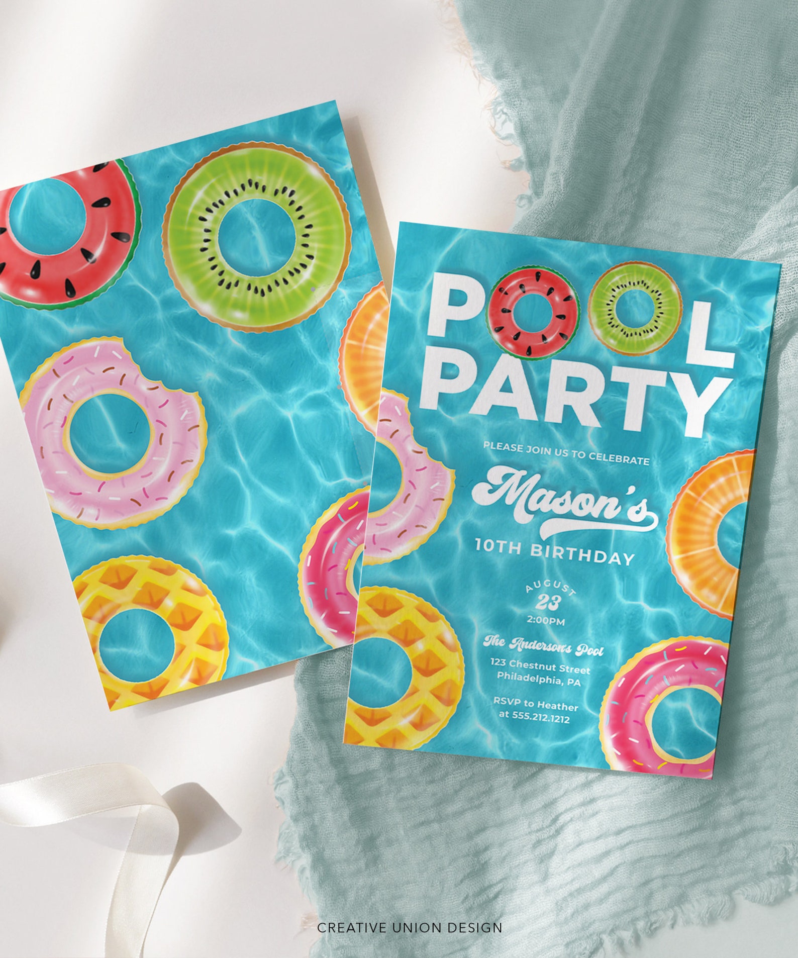 Summer Pool Party Invitation Template, Summer Birthday Invite, Pool ...