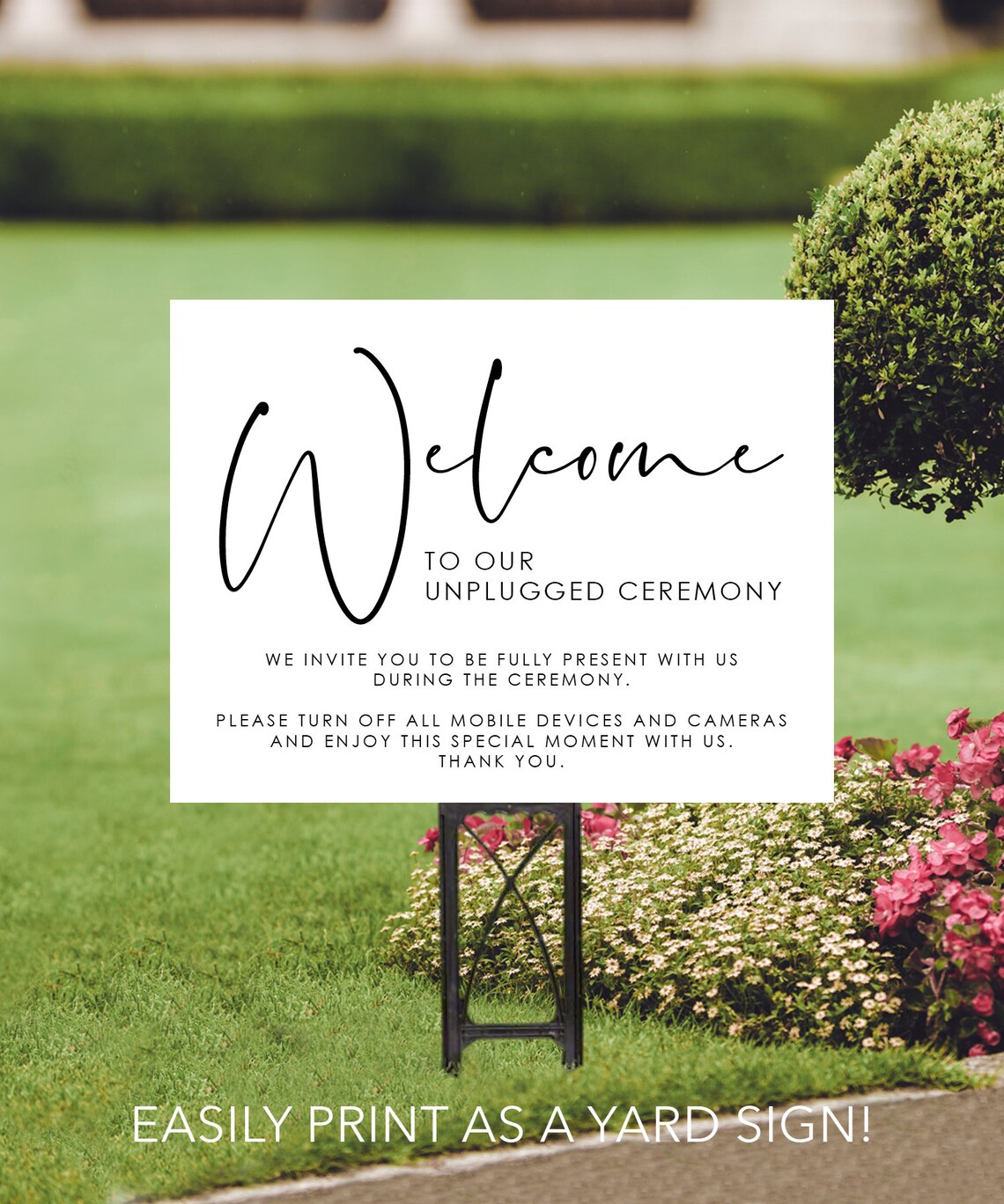 Minimal Script Unplugged Ceremony Sign Printable Unplugged | Etsy