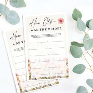 How Old Was the Bride, Bridal Shower Game, Bridal Shower Game Printable ...