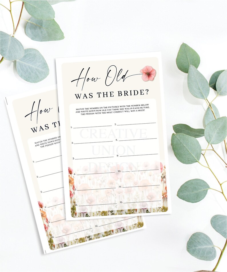 How Old Was the Bride, Bridal Shower Game, Bridal Shower Game Printable ...