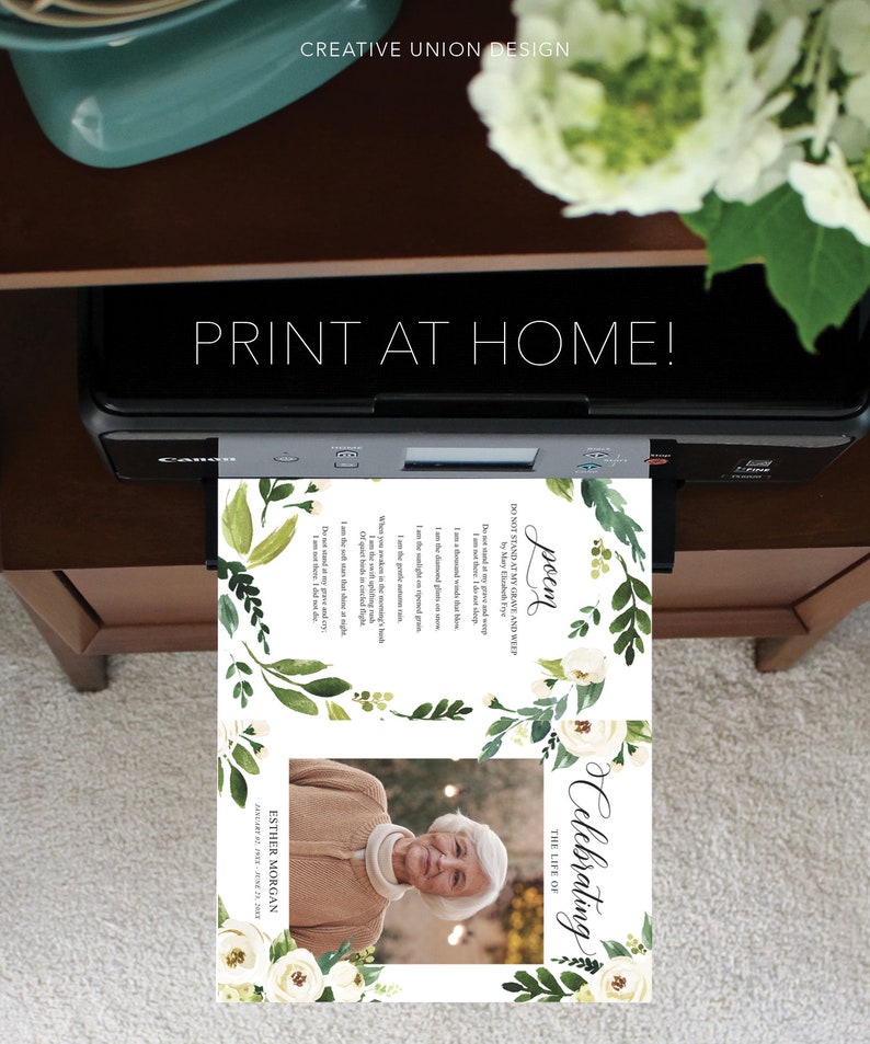 Editable White Floral Funeral Program Template Celebrating - Etsy