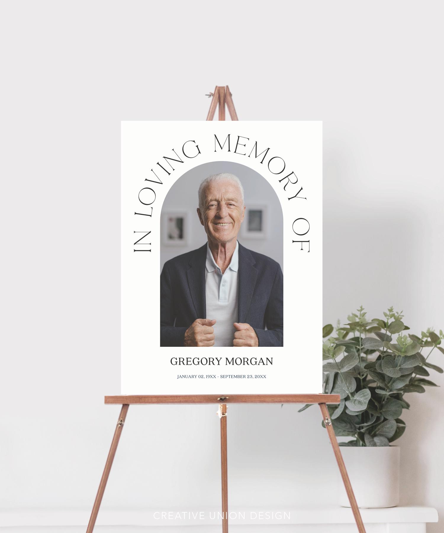 Minimalist Arch Memorial Sign, Celebration of Life With Picture ...