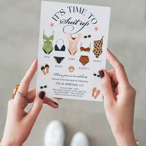 Swim Suit Bachelorette Party Invitation And Itinerary Template Lake