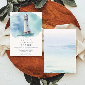 Lighthouse Wedding Invitations Template, Printable Wedding Invitation ...