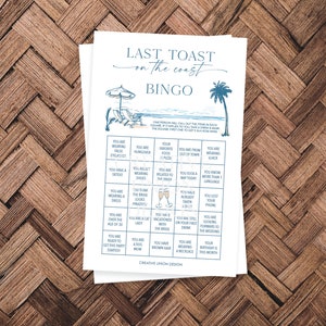 Last Toast on the Coast Bachelorette Party Bingo, Bachelorette Party ...