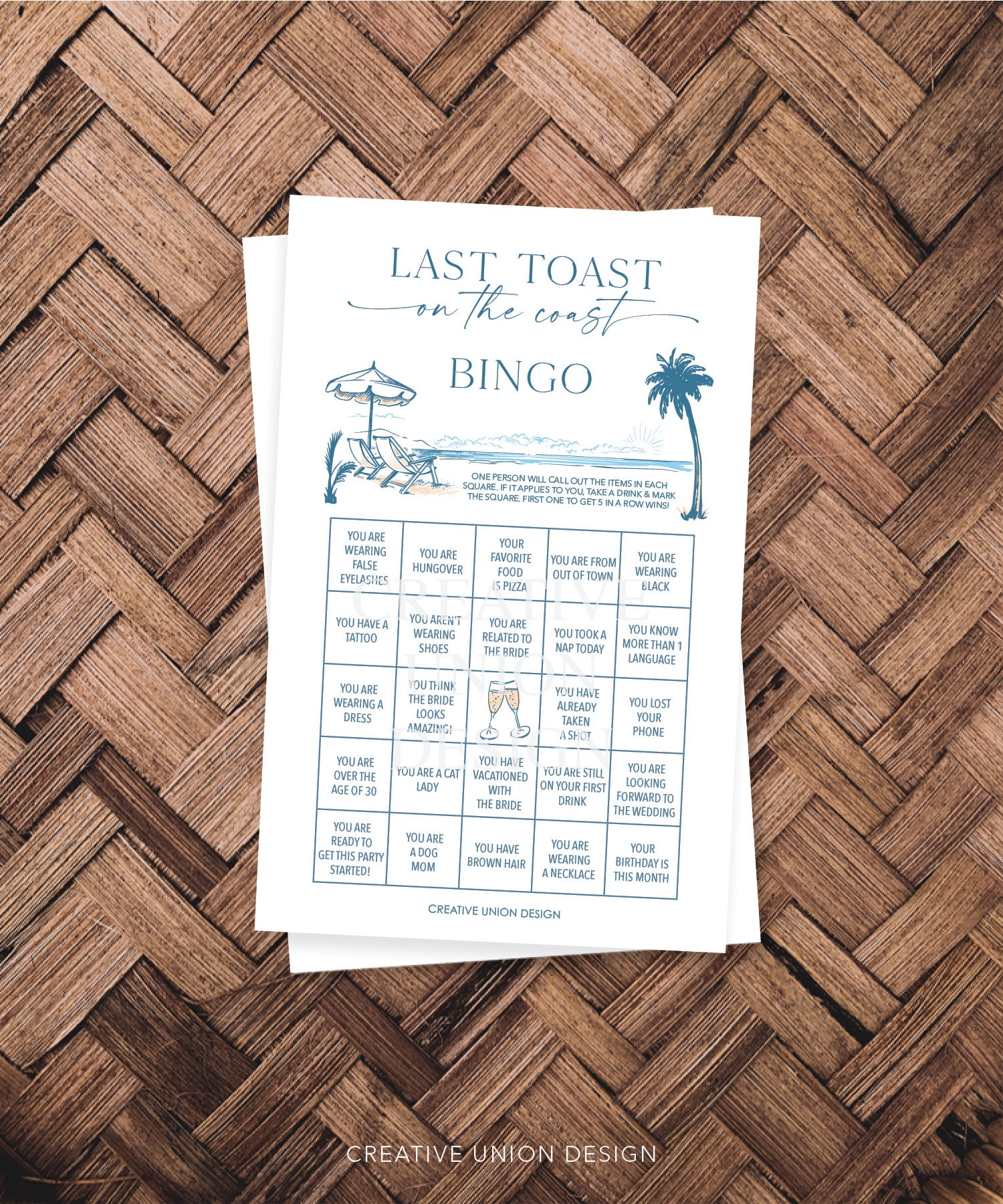 Last Toast on the Coast Bachelorette Party Bingo, Bachelorette Party ...