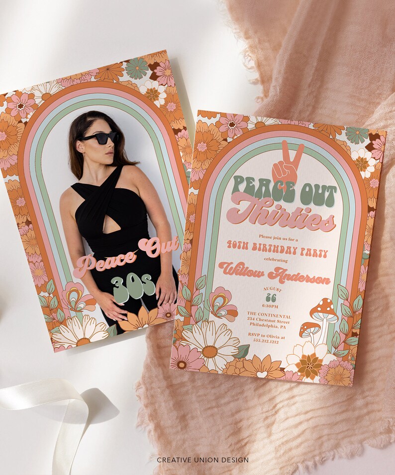 Peace Out Birthday Party Invite Template, 40th Birthday Invitation ...