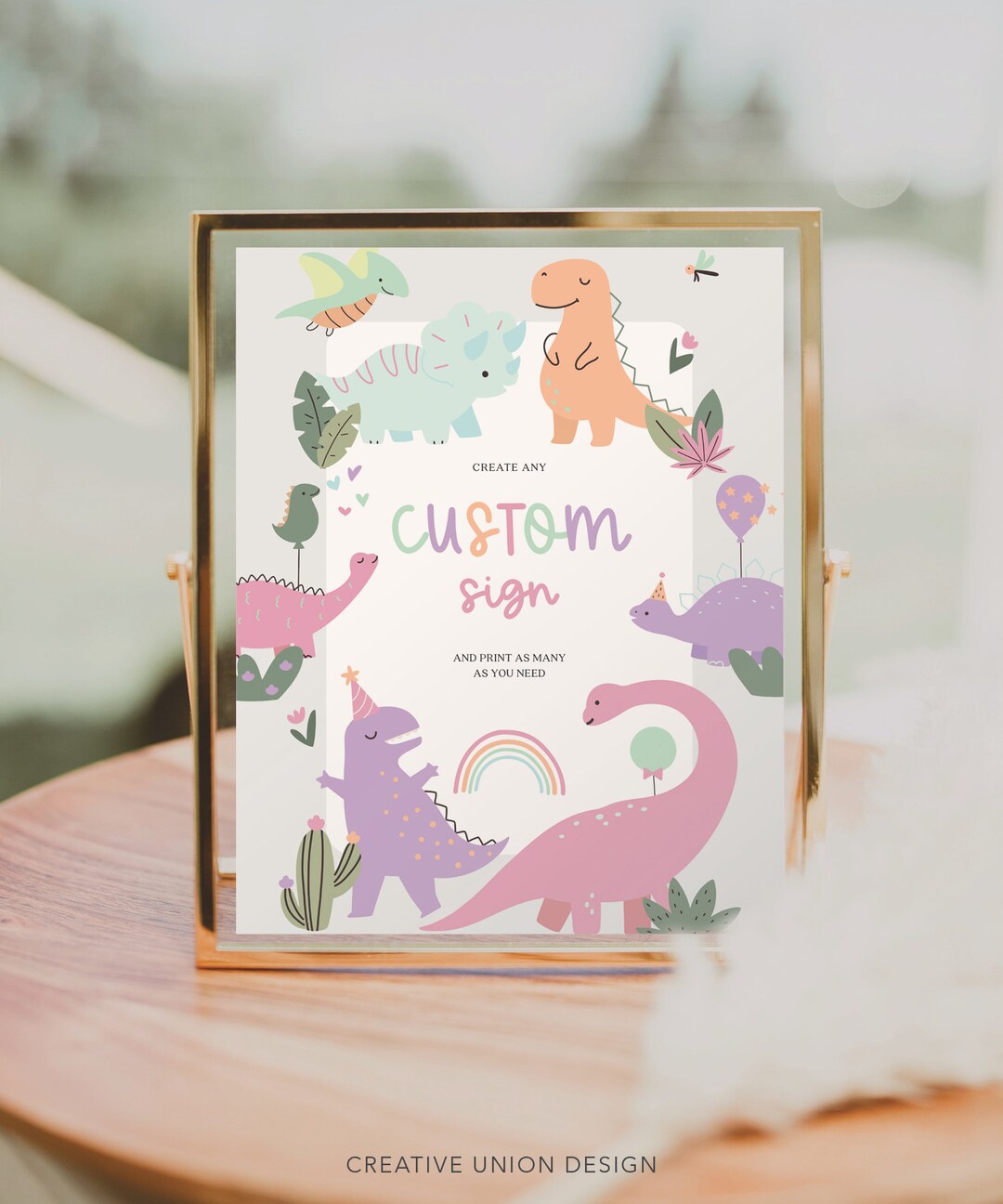 Girl Dinosaur Custom Sign Template, Editable Birthday Party Sign ...
