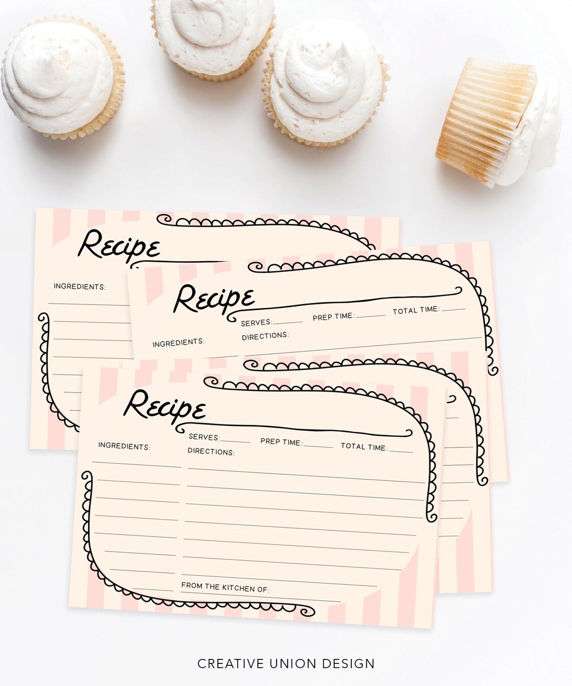 Hand Drawn French Recipe Card Printable, Printable Recipe Card, Bridal ...