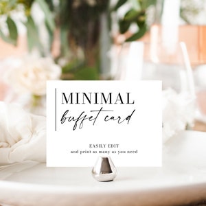 Minimal Buffet Card Template, Food Label, Wedding Buffet Printable ...