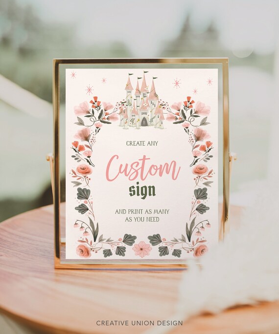 Royal Princess Editable Custom Sign Template, Custom Birthday Party ...
