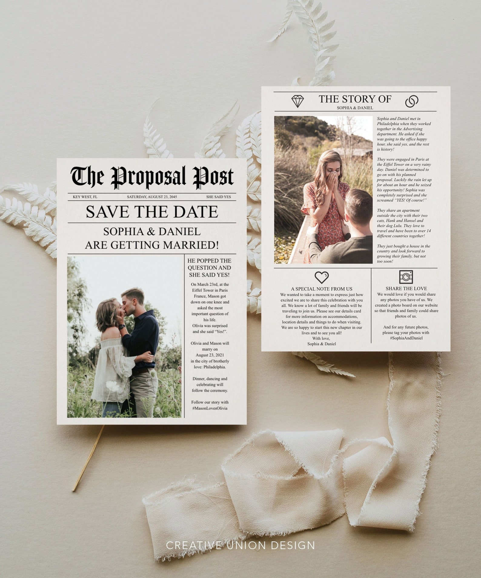 Newspaper Save the Date Template, Save the Date With Photo, Unique Save ...