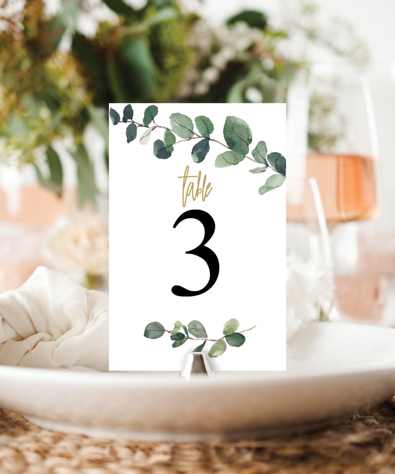 Eucalyptus Table Numbers - Wedding Table Numbers - 4x6 Wedding Table ...