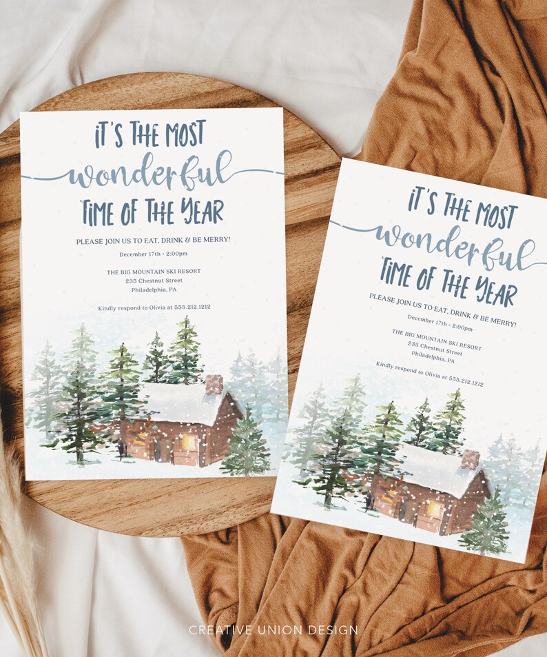 Cozy Cabin Party Invitation Template Ski Party Invitations - Etsy
