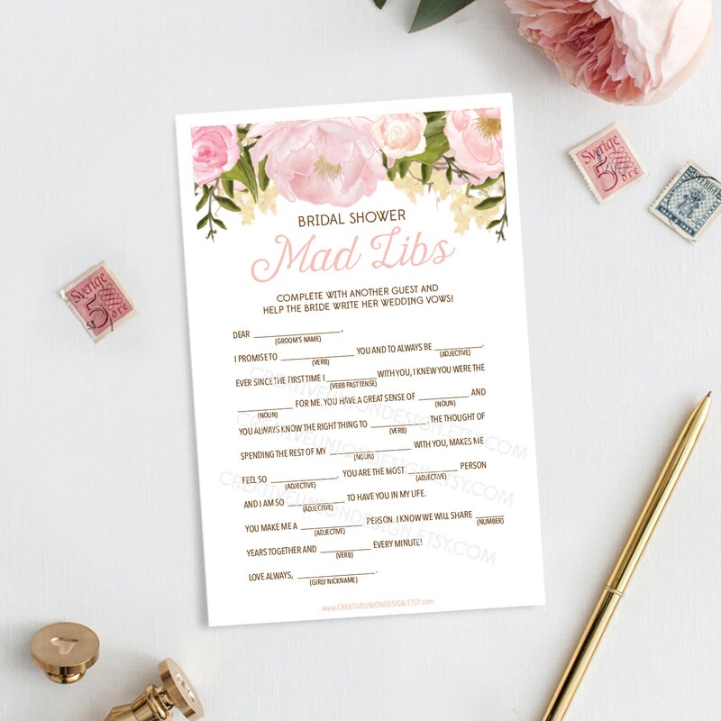 Bridal Shower Mad Libs - Etsy