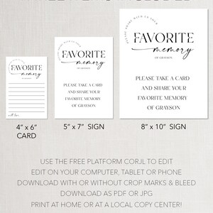 Share a Memory Card Template, Personalized Favorite Memory, Memorial ...