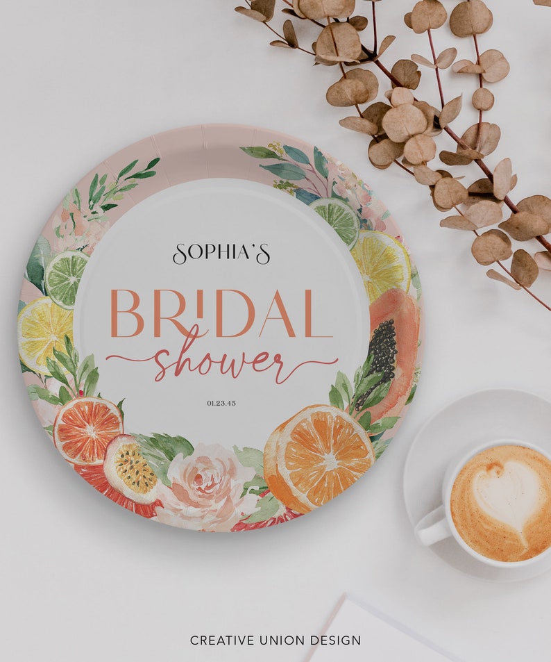 Personalized Paper Plates Template Bridal Shower Decor - Etsy