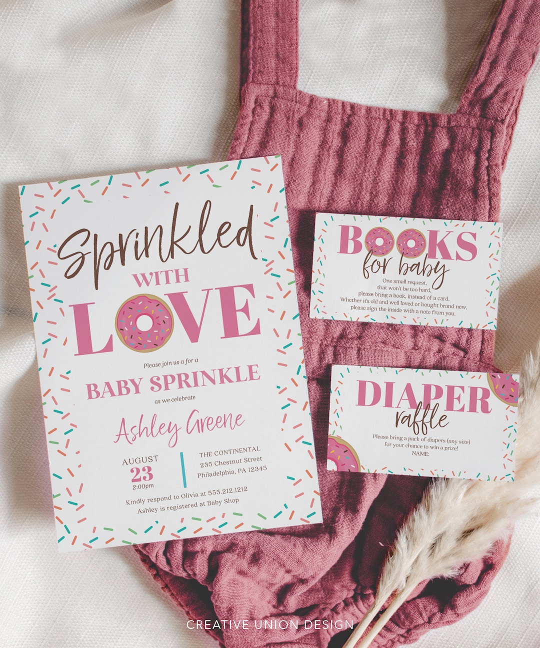 Donut Baby Sprinkled With Love Invitation Set Template, Printable ...