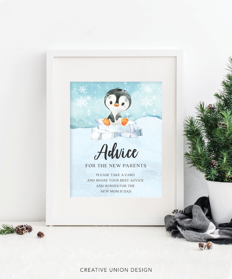Advice and Wishes Template Penguin Baby Shower Game Advice - Etsy