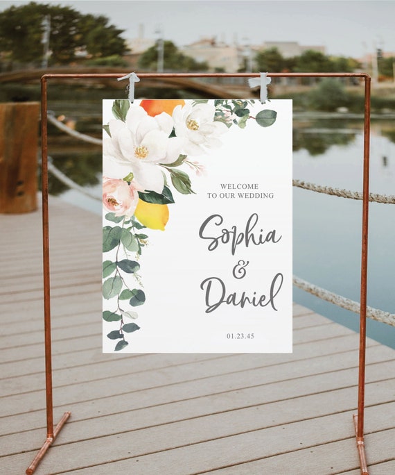 Magnolia Citrus Wedding Welcome Sign Template, Welcome to our Wedding ...