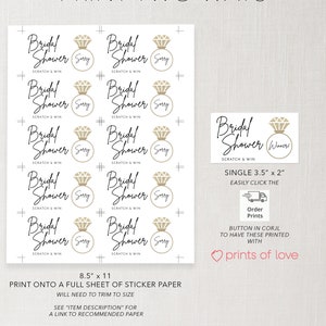 Printable Bridal Shower Scratch off Game Template, Bridal Shower Games ...