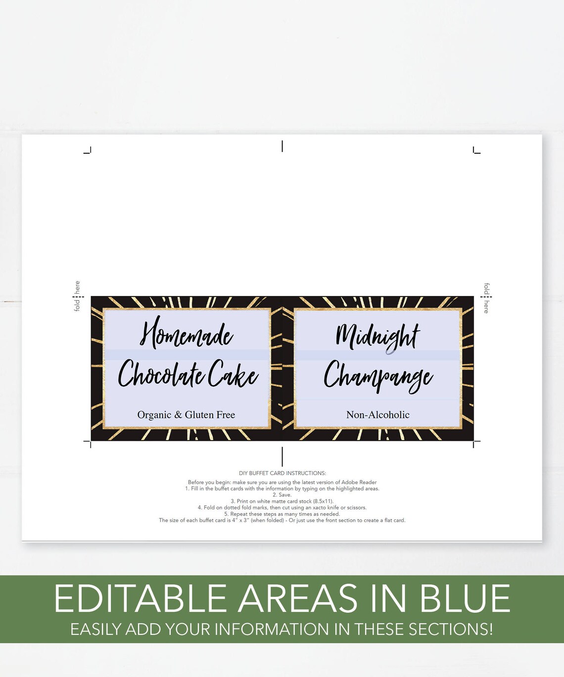 Buffet Food Signs - New Years Eve Decorations - New Years Eve Food ...