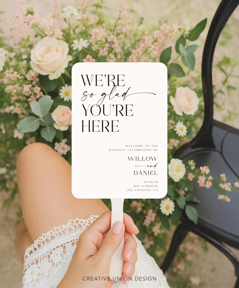 Modern Wedding Program Fan Custom Program Template Personalized ...