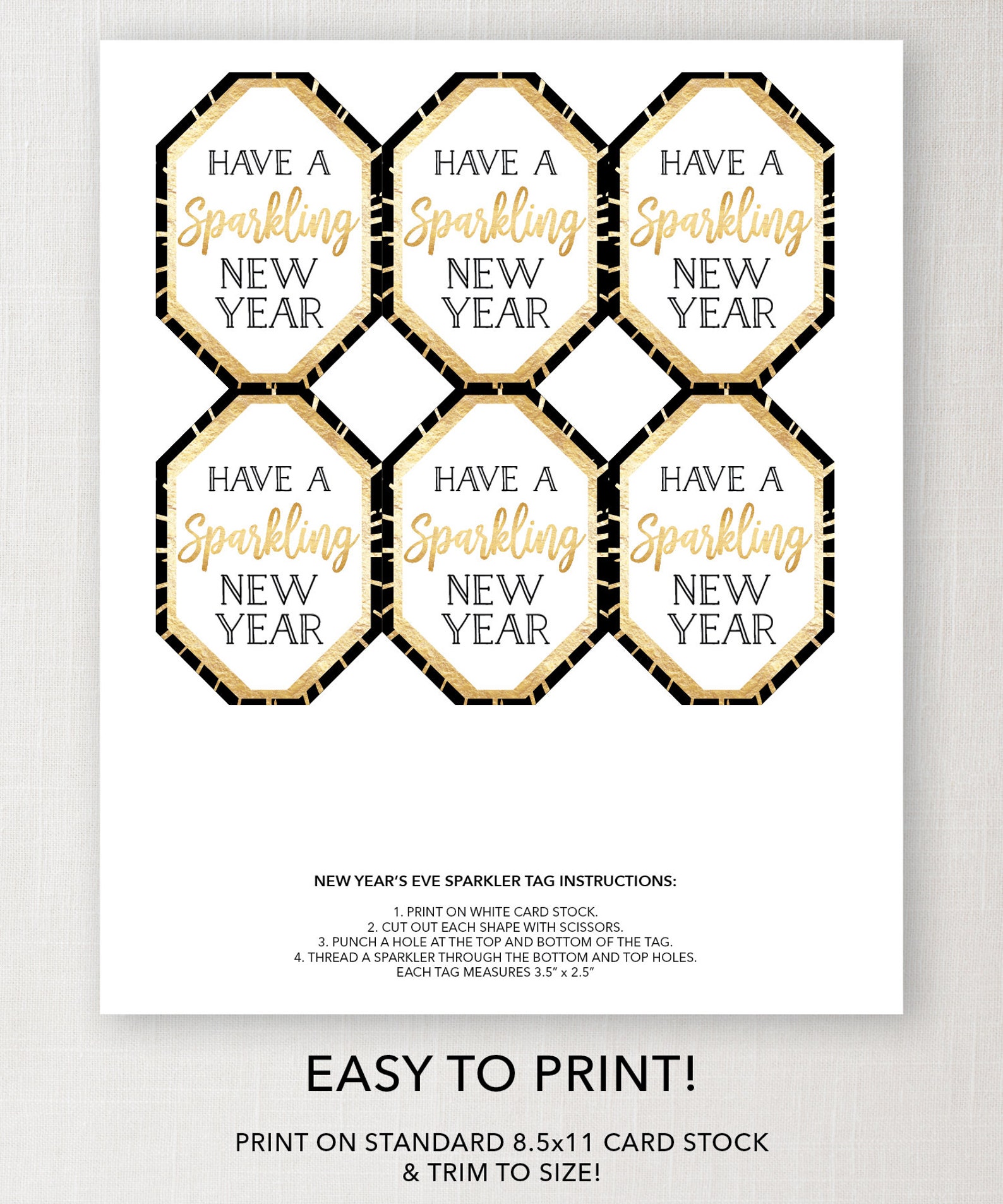 New Years Eve Sparkler Tags - New Year's Eve Decorations - Printable ...