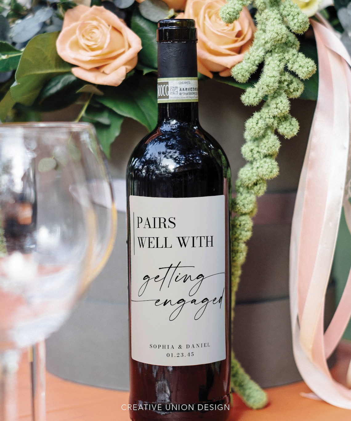 Engagement Wine Labels, Printable,wine Bottle Label Template, Pairs ...
