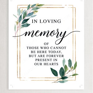 In Loving Memory Sign - Greenery - Wedding Memorial Sign Printable ...