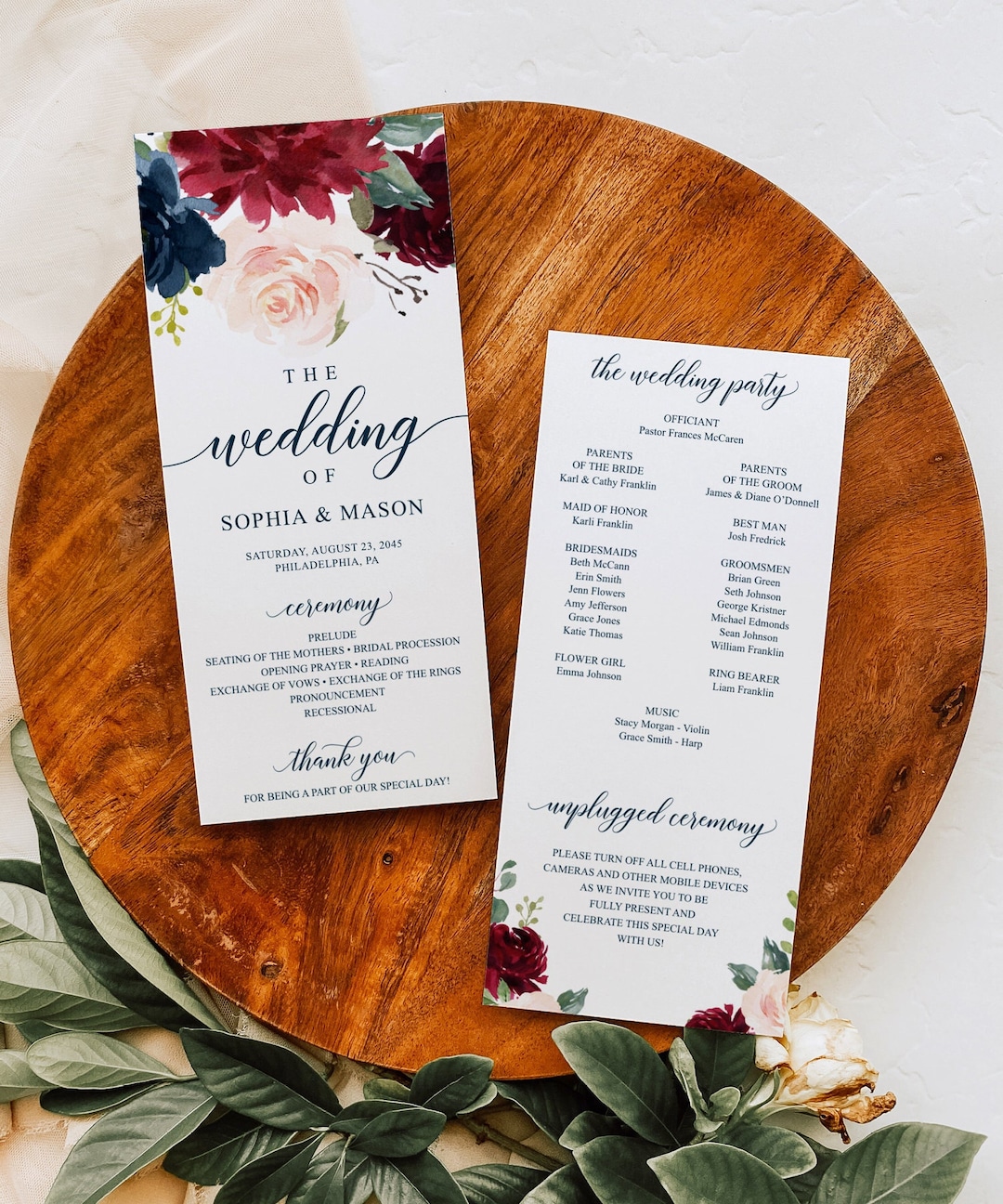 Fully Editable Wedding Programs Template, 4x9 Wedding Program, Editable Fall Wedding Program ...