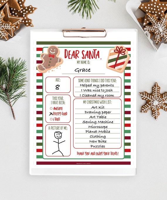 Dear Santa, Letter to Santa, Kids Letter to Santa, Christmas Gifts ...