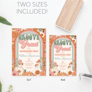 Groovy Grad Retro Graduation Party Invite Template Graduation ...