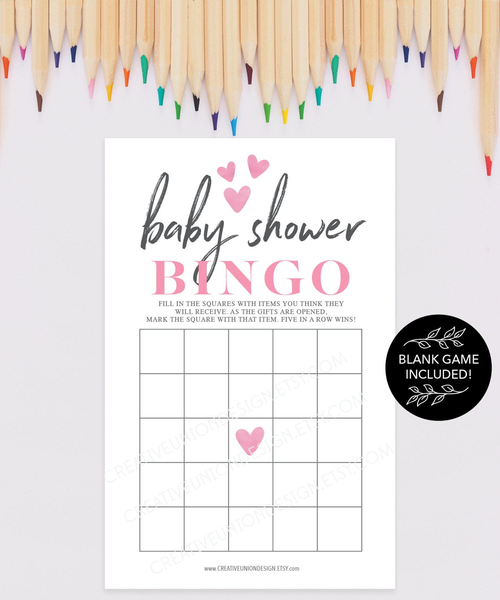 Girl Baby Shower Bingo 60 Unique Game Sheets Baby Shower | Etsy