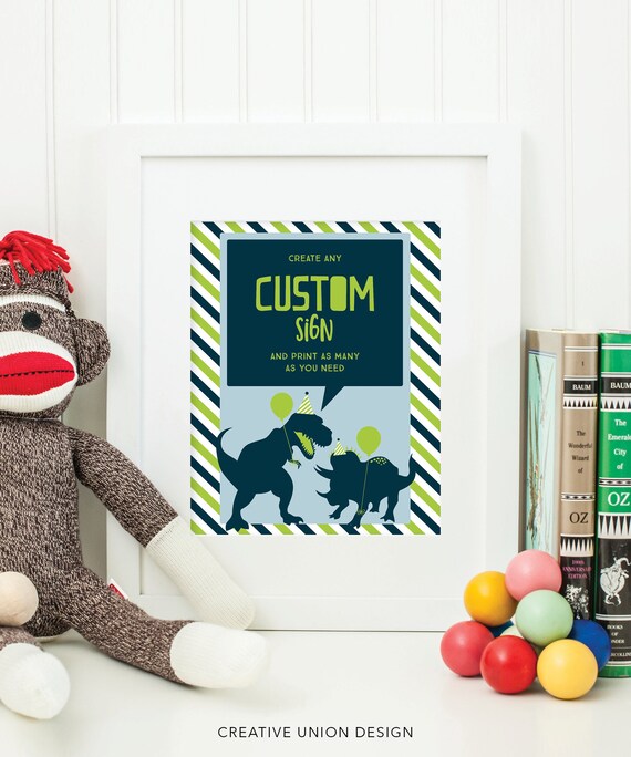 Editable Custom Dino Sign Template, Custom Birthday Party Sign, First ...