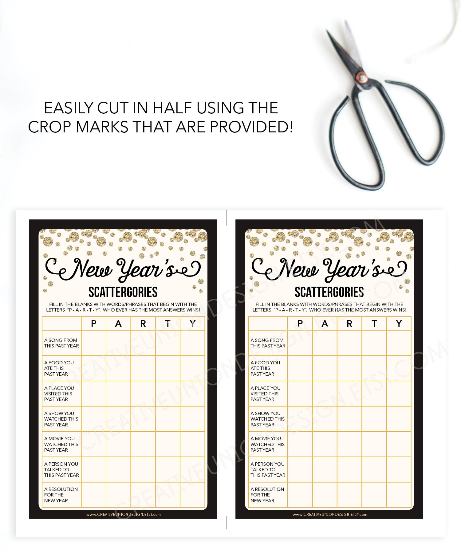 New Years Eve Game - New Year's Eve Party Ideas - Scattergories ...