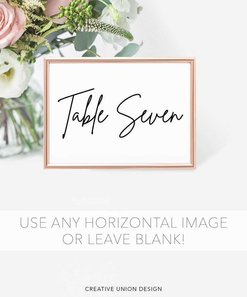 Horizontal Wedding Table Numbers With Photos Template - Etsy