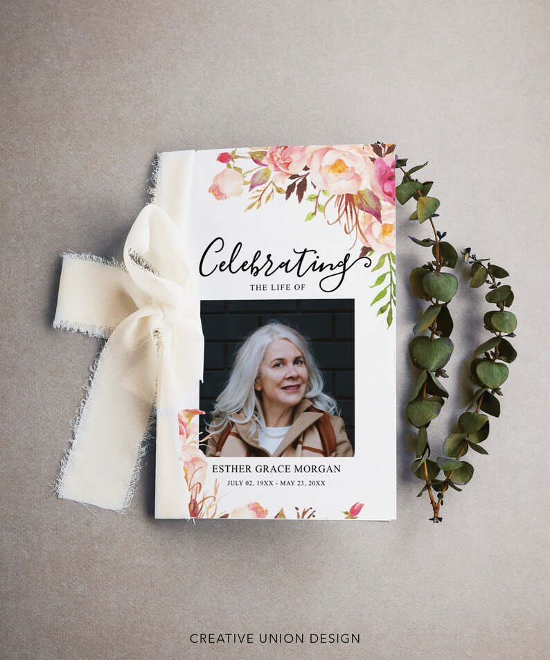 Funeral Program Template for Woman Printable Memorial - Etsy