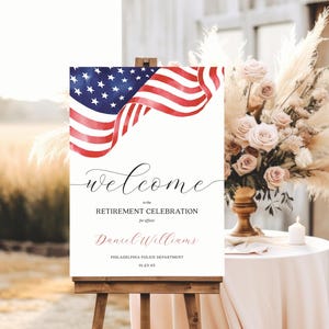 Editable Retirement Party Welcome Sign Template, American Flag, Army ...