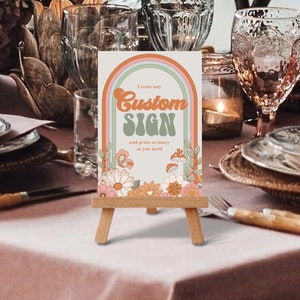 Groovy Baby Editable Custom Sign Template, Groovy One Birthday Sign ...