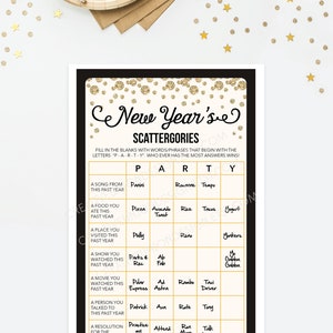 New Years Eve Game - New Year's Eve Party Ideas - Scattergories ...