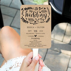 Rustic Wedding Fan Programs Foliage Wedding Program Template Wedding ...