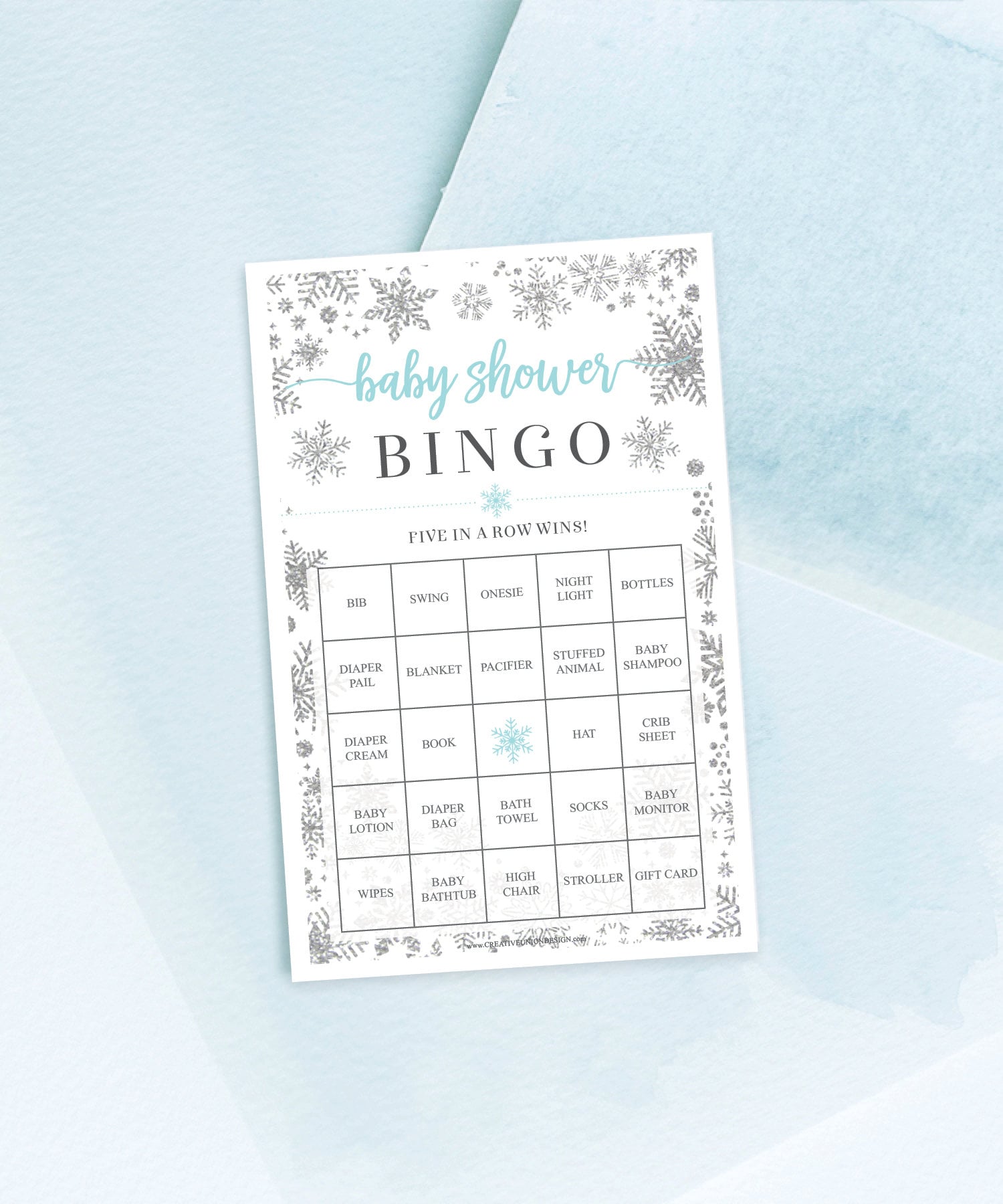 Frosty Snowflake Boy Baby Shower Bingo, 60 Unique Game Sheets, Blue ...