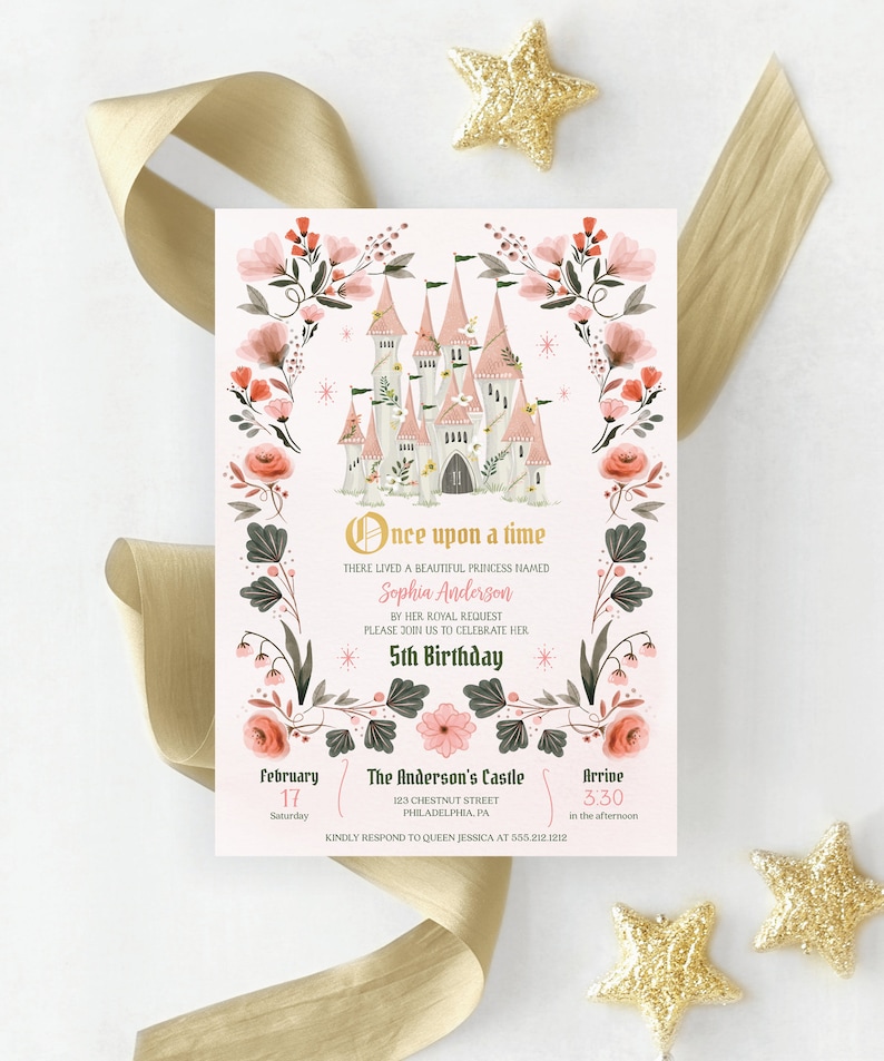 Royal Princess Birthday Party Invitation Template Birthday - Etsy