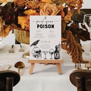 Pick Your Poison Bar Menu Sign Template, Halloween Drink Menu ...