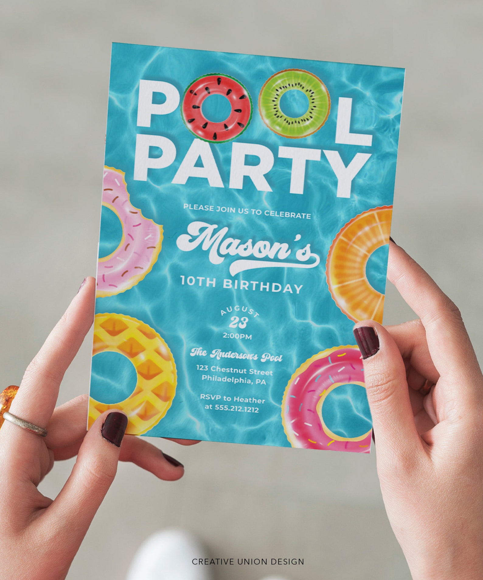 Summer Pool Party Invitation Template, Summer Birthday Invite, Pool ...