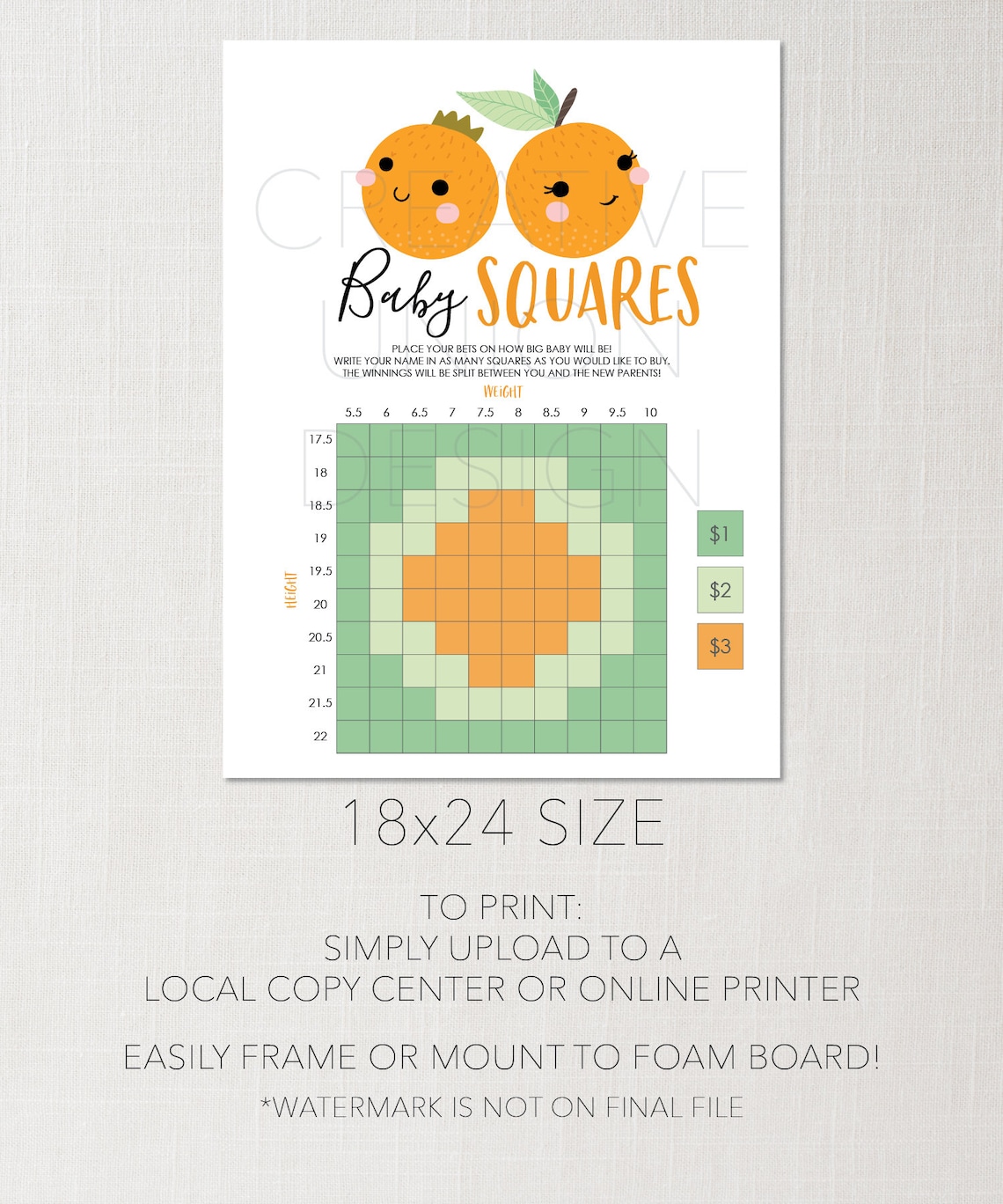 Baby Shower Betting Squares Sign Baby Shower Game Baby Pool - Etsy