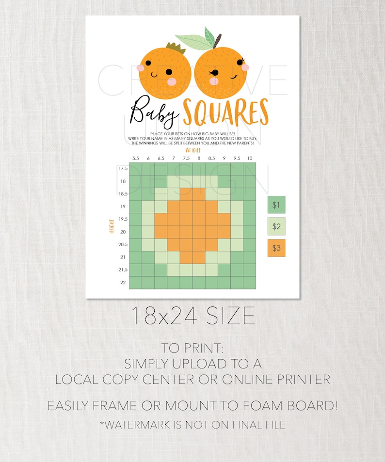 Baby Shower Betting Squares Sign, Baby Shower Game, Baby Pool, Guess ...