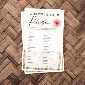 Wildflower Bridal Shower Game, What's in Your Purse, Baby Shower Game ...
